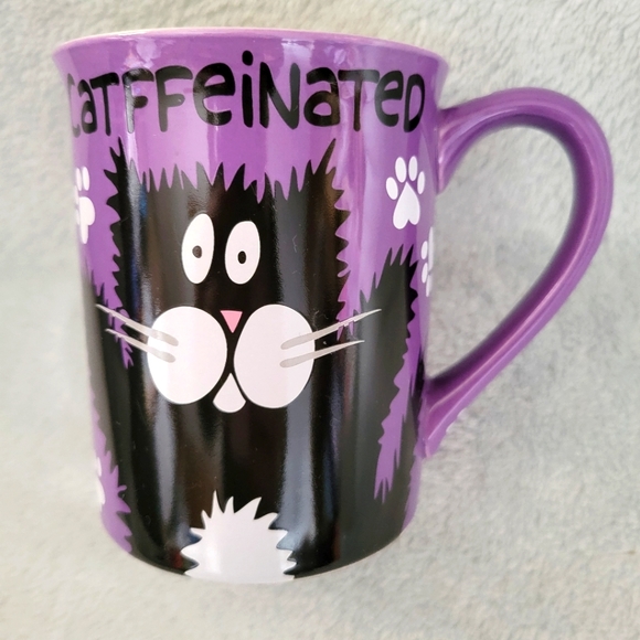Lorrie Veasey | Dining | Cat Coffee Mug Cup Purple Catffeinated Decatf ...